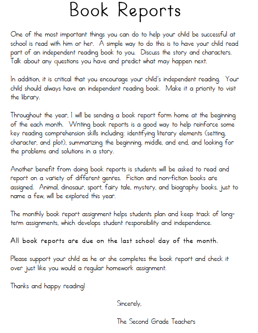 2nd Grade Book Report Amulette
