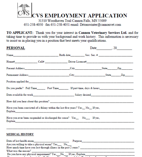 Cvs Application Pdf Amulette