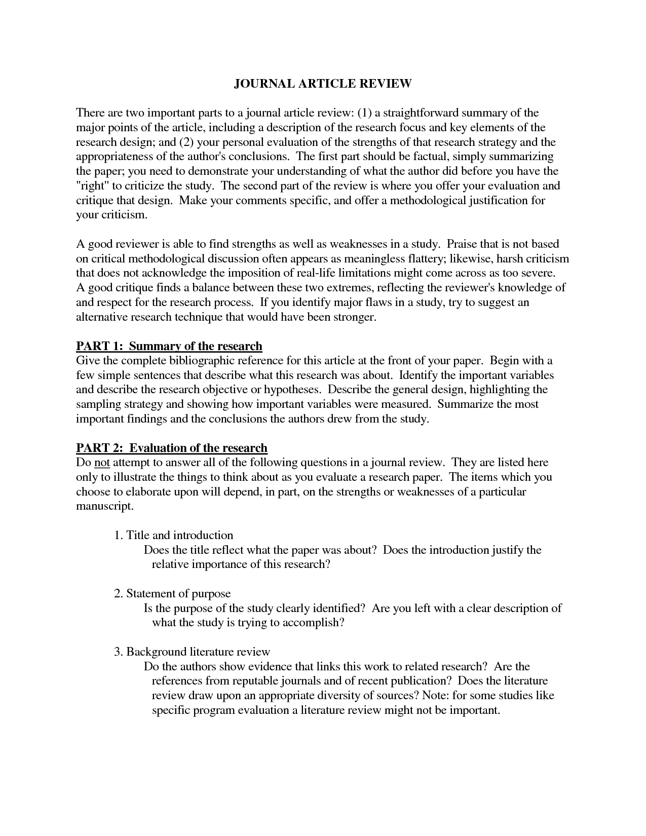 Journal Article Review Template Amulette