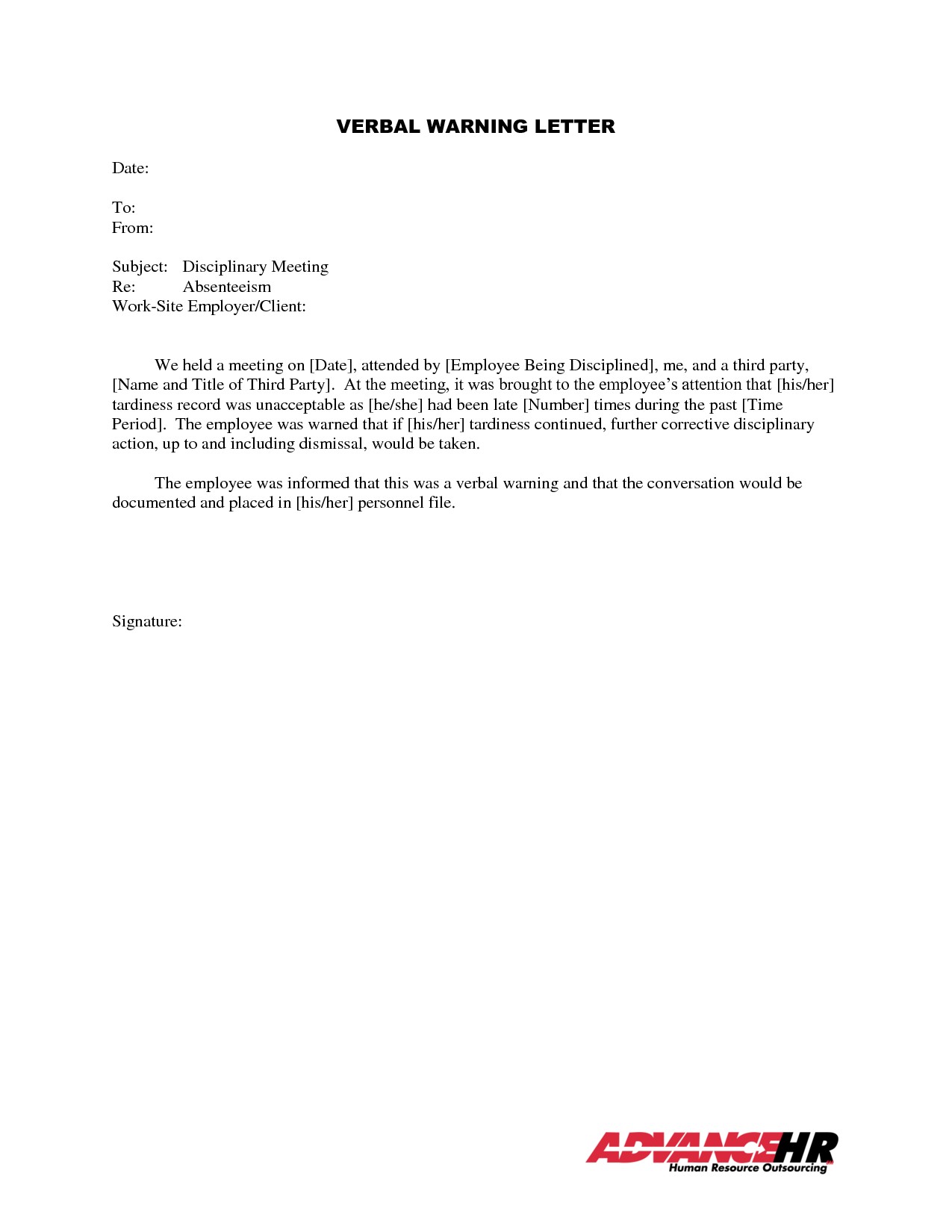 Sample Warning Letter To Employee For Tardiness Amulette