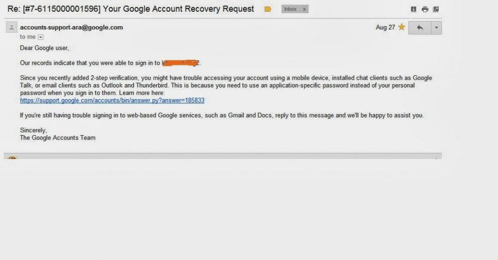 Google Recovery Form | amulette