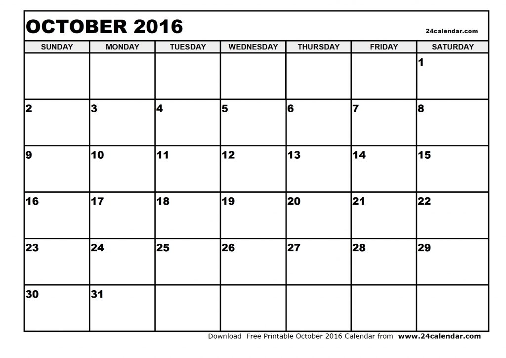 October 2016 Calendar Template | amulette