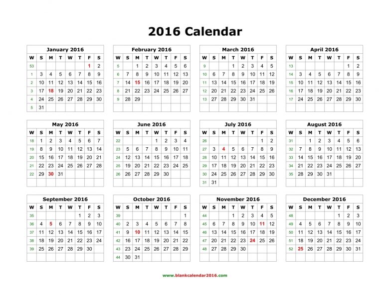 Printable Calendar 2016 Pdf | amulette