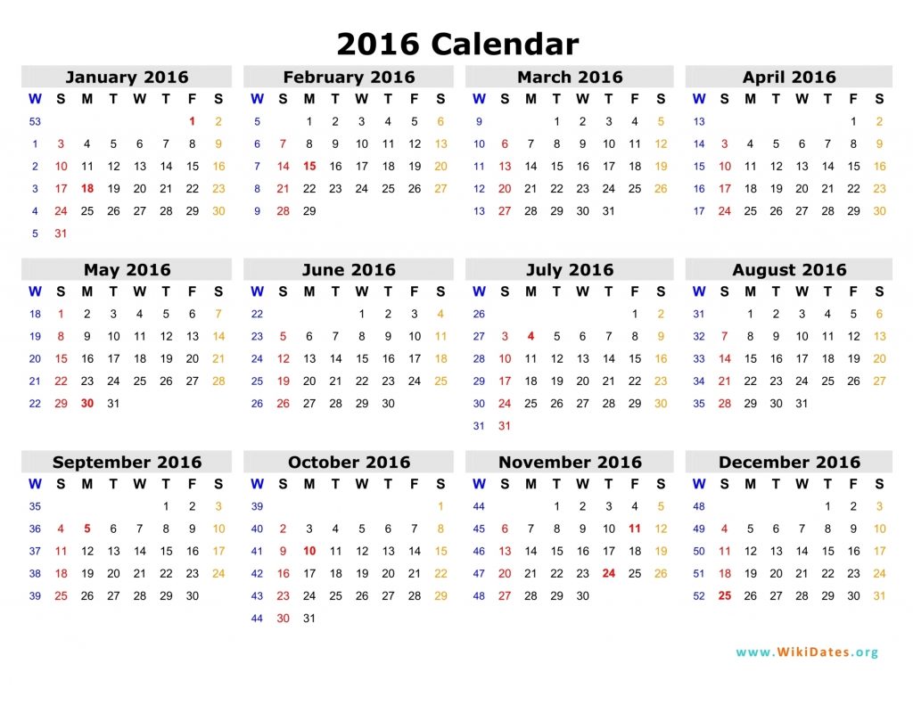 Printable Calendar 2016 Pdf | amulette