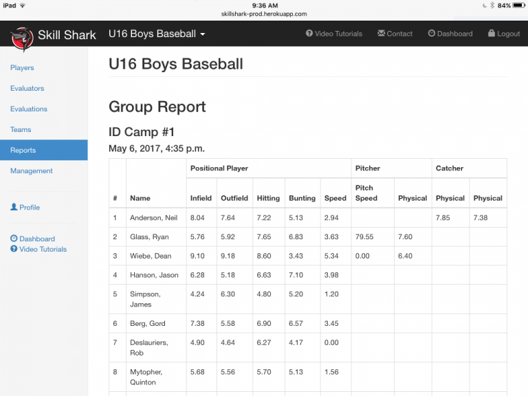 Baseball Tryout Evaluation Sheet | amulette