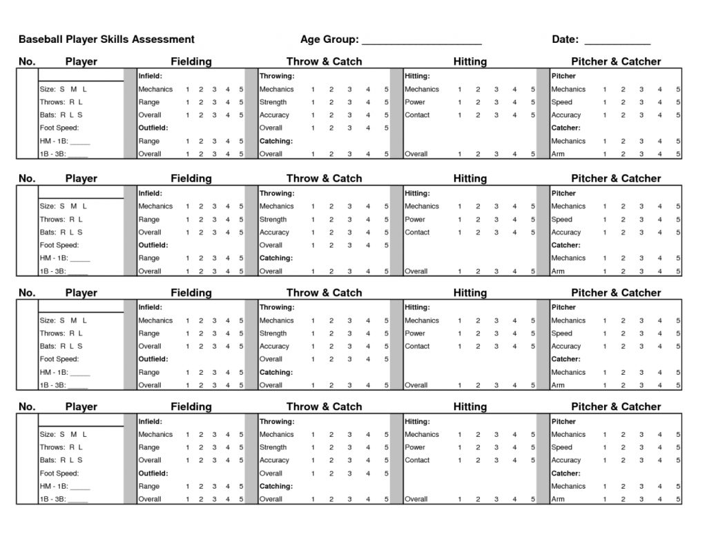 Baseball Tryout Evaluation Sheet | amulette
