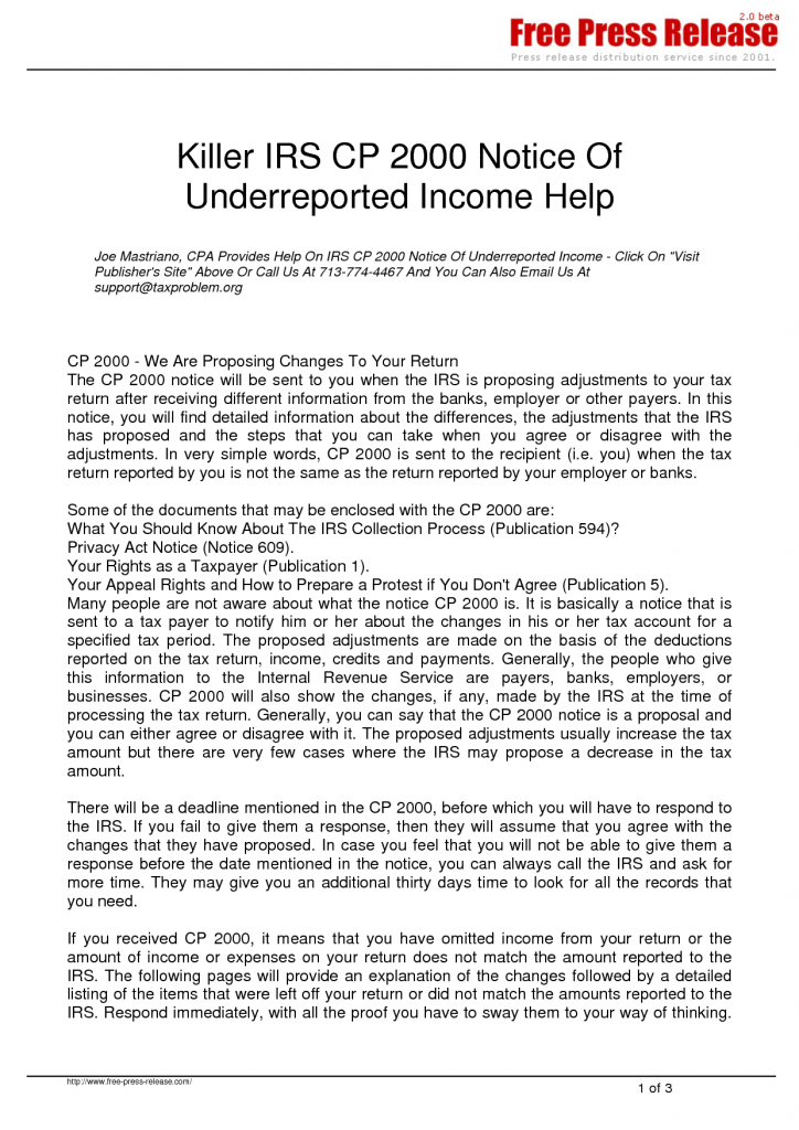 Irs Cp2000 Example Response Letter | amulette