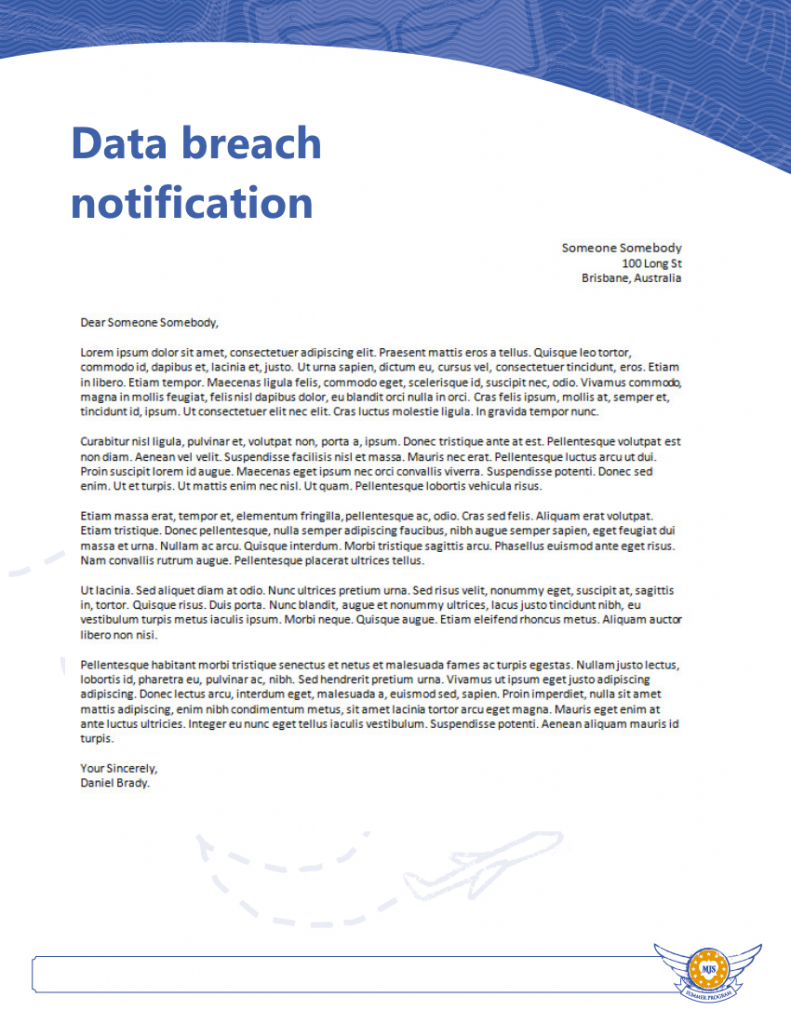 Sample Data Breach Notification Letter | amulette