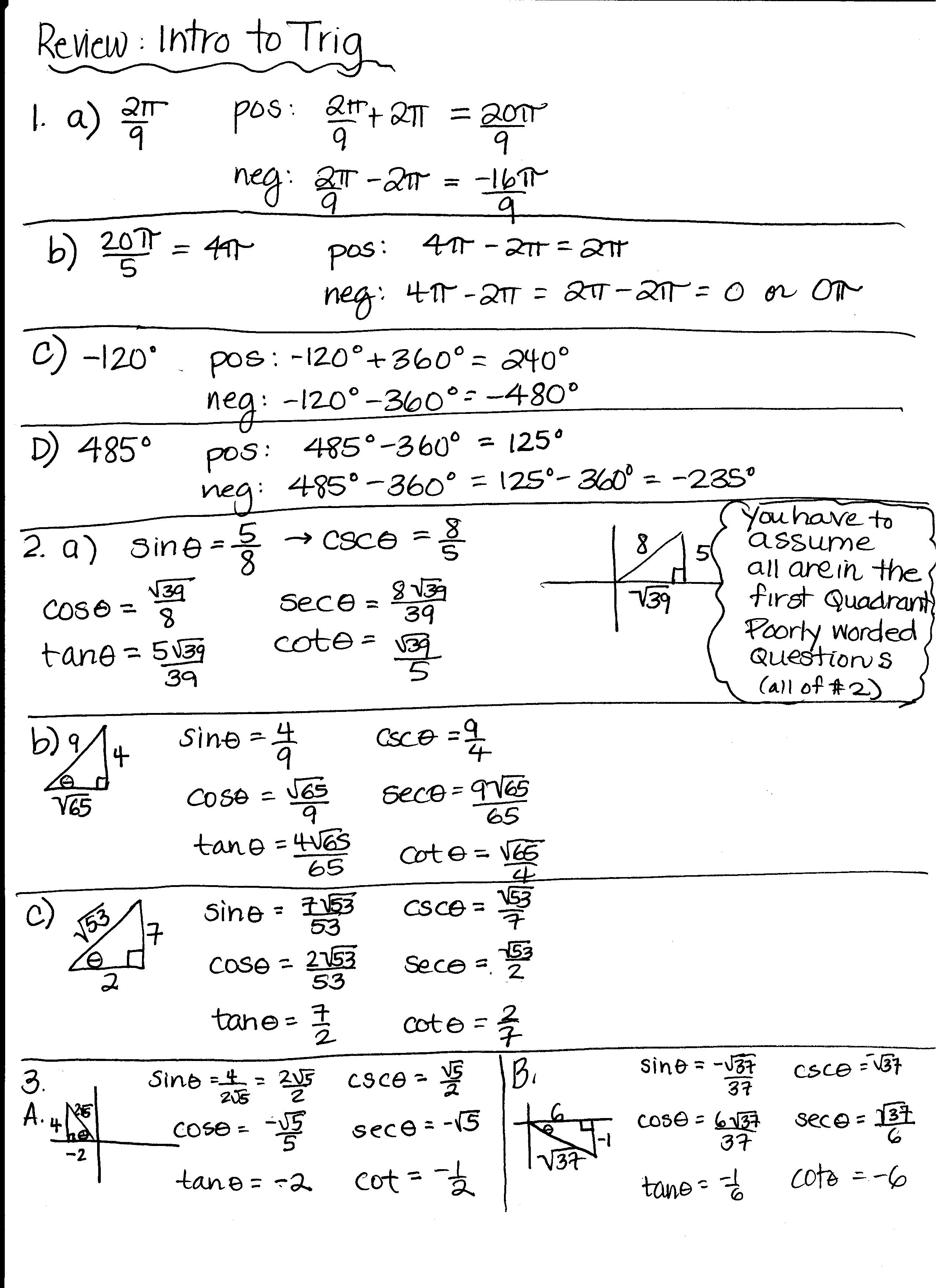 Trigonometry Review Pdf Amulette
