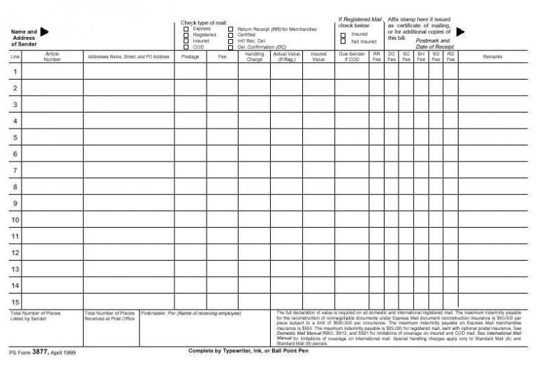 Usps Form 3877 | amulette
